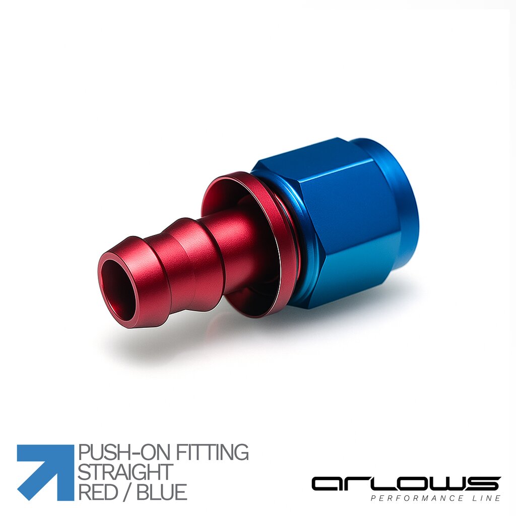 Arlows Push-On Alu Fitting - gerade - Blau Dash 10 (7/8 - 14 UNF) - A
